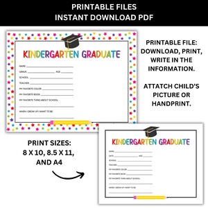 Kindergarten Graduation Keepsake: Handprint Art, Printable & Editable ...