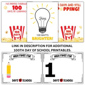 100th Day of School Handprint Craft | "100 Watts Brighter" Printable ...