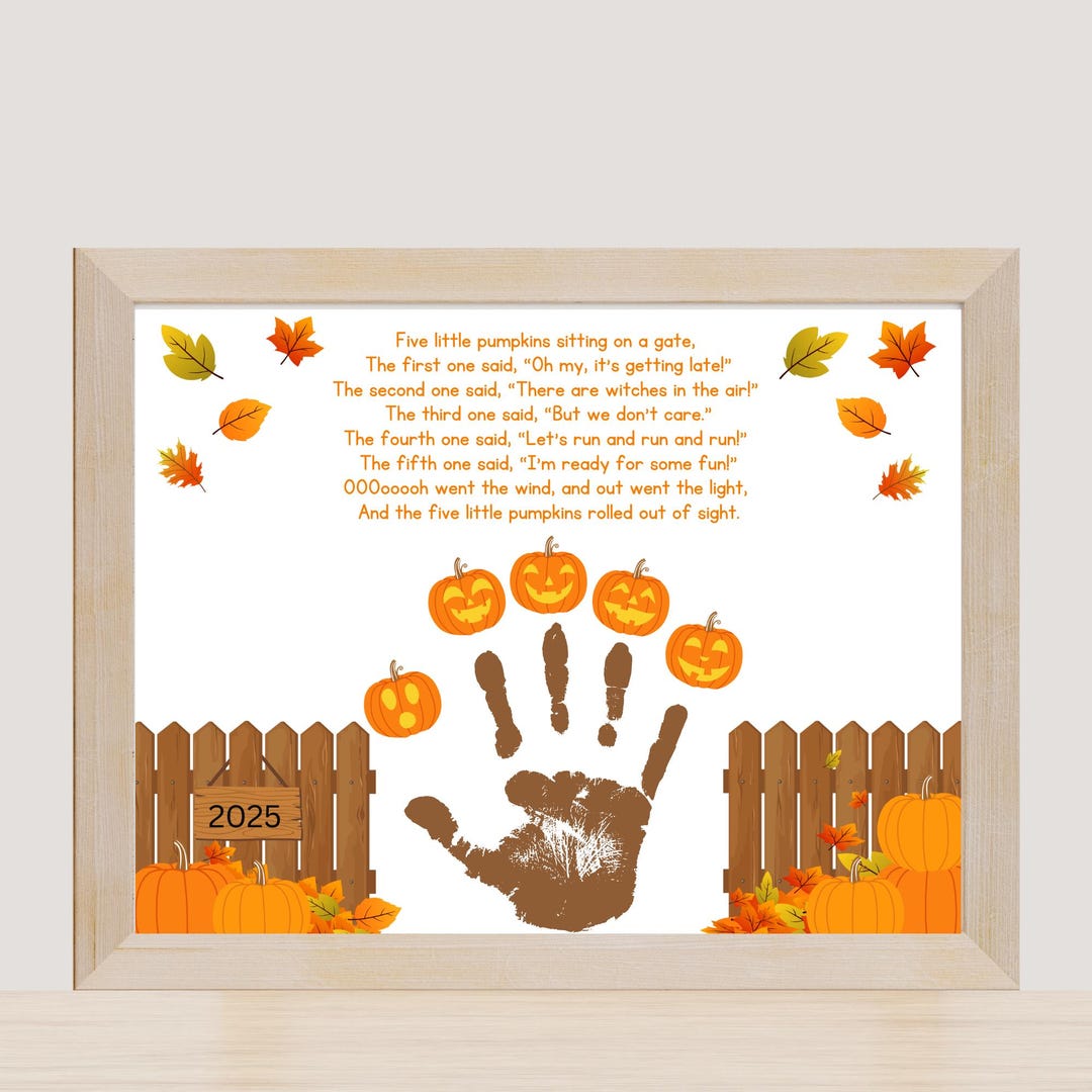 Five Little Pumpkins Handprint Poem, Fall Craft for Kids, Instant ...