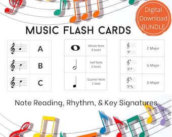 Key Signature Flash Cards Printable Flash Cards to Learn | Etsy