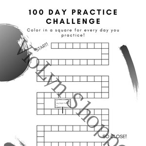 Printable Practice Log | 100 Day Practice Challenge Chart - Etsy