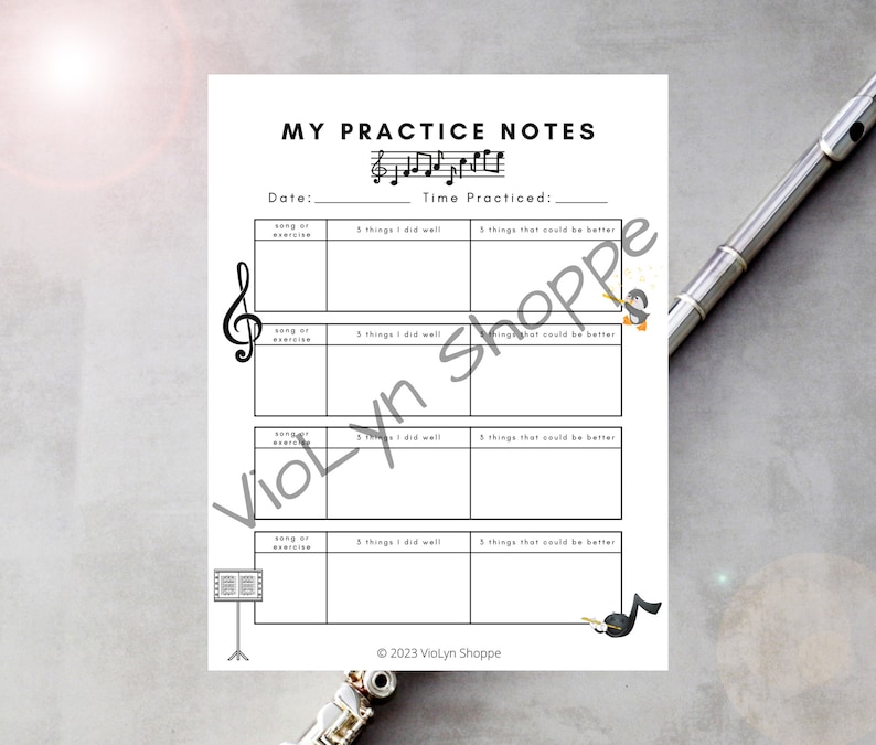 Music Practice Charts Flute Edition Printable Practice - Etsy