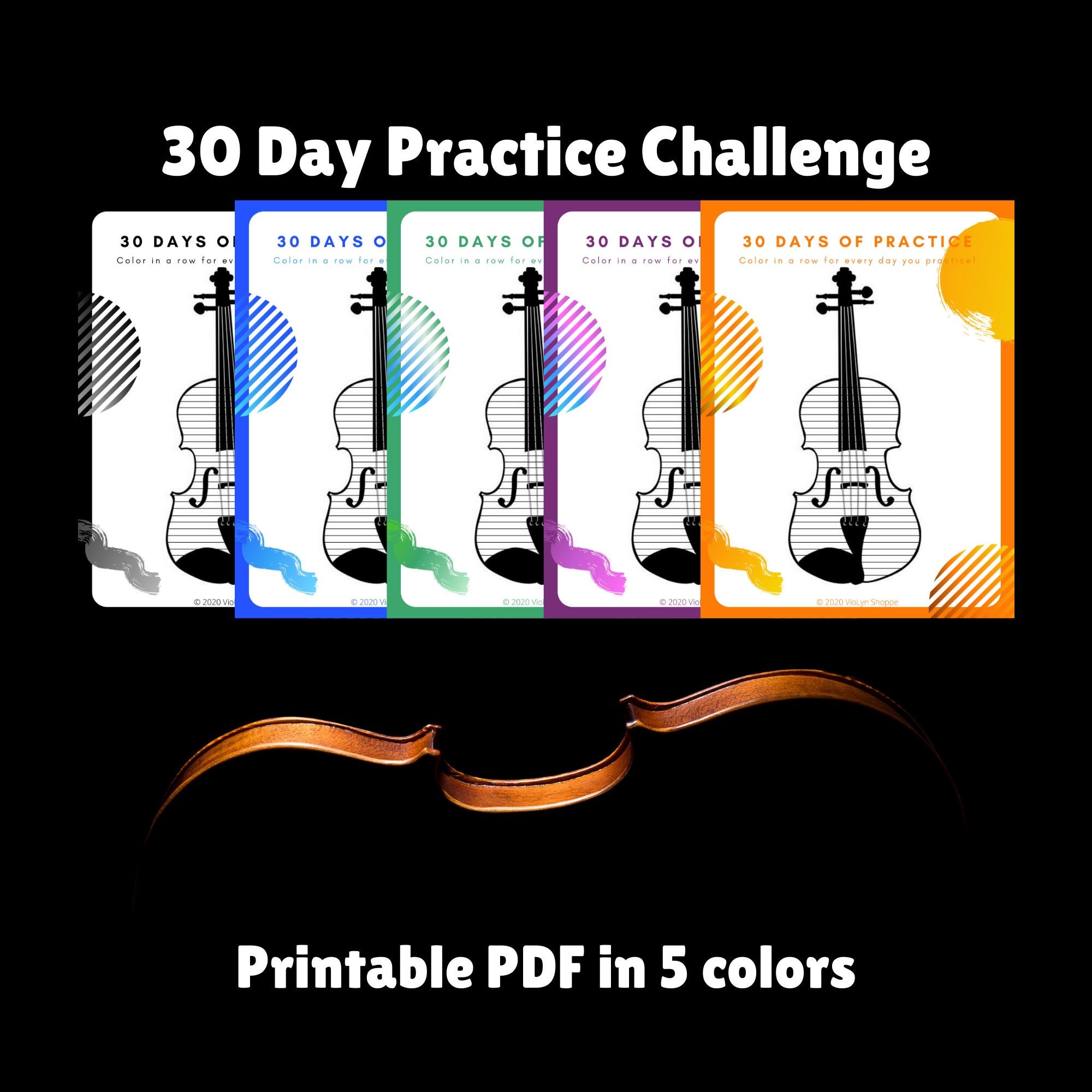 30 Day Practice Chart for Violin | Printable Coloring Chart | 30 Day ...