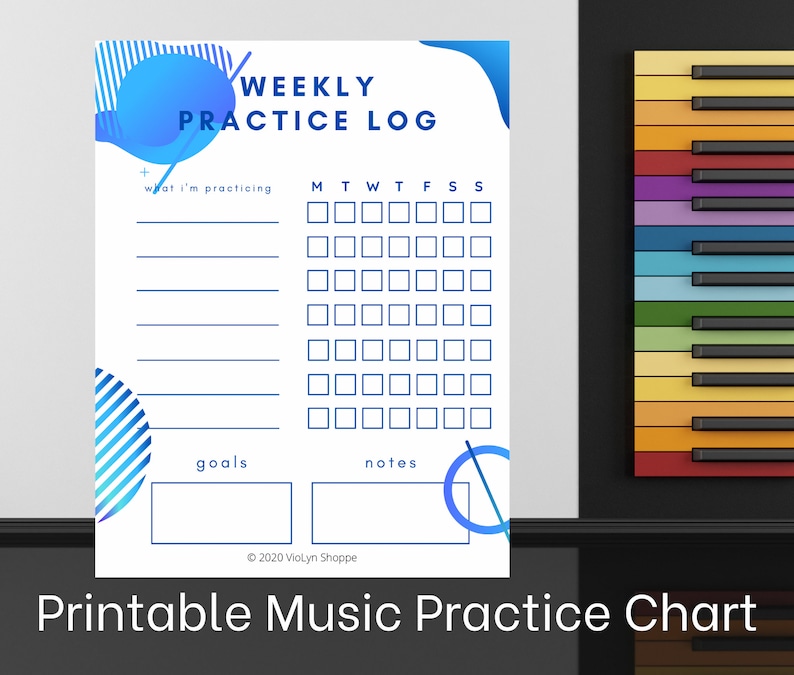 Weekly Practice Log | Printable Music Practice Sheet | Music Teacher ...