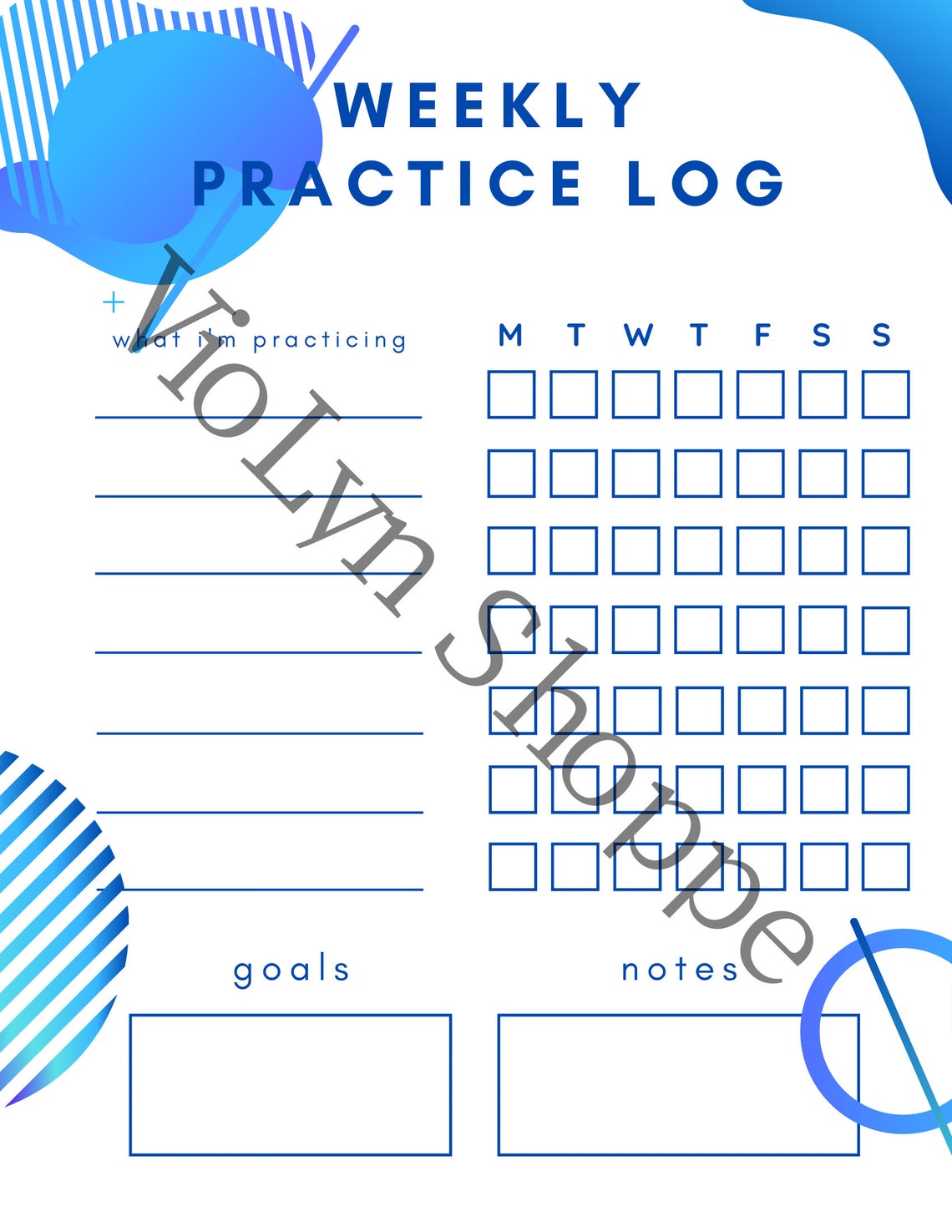 Weekly Practice Log | Printable Music Practice Sheet | Music Teacher ...