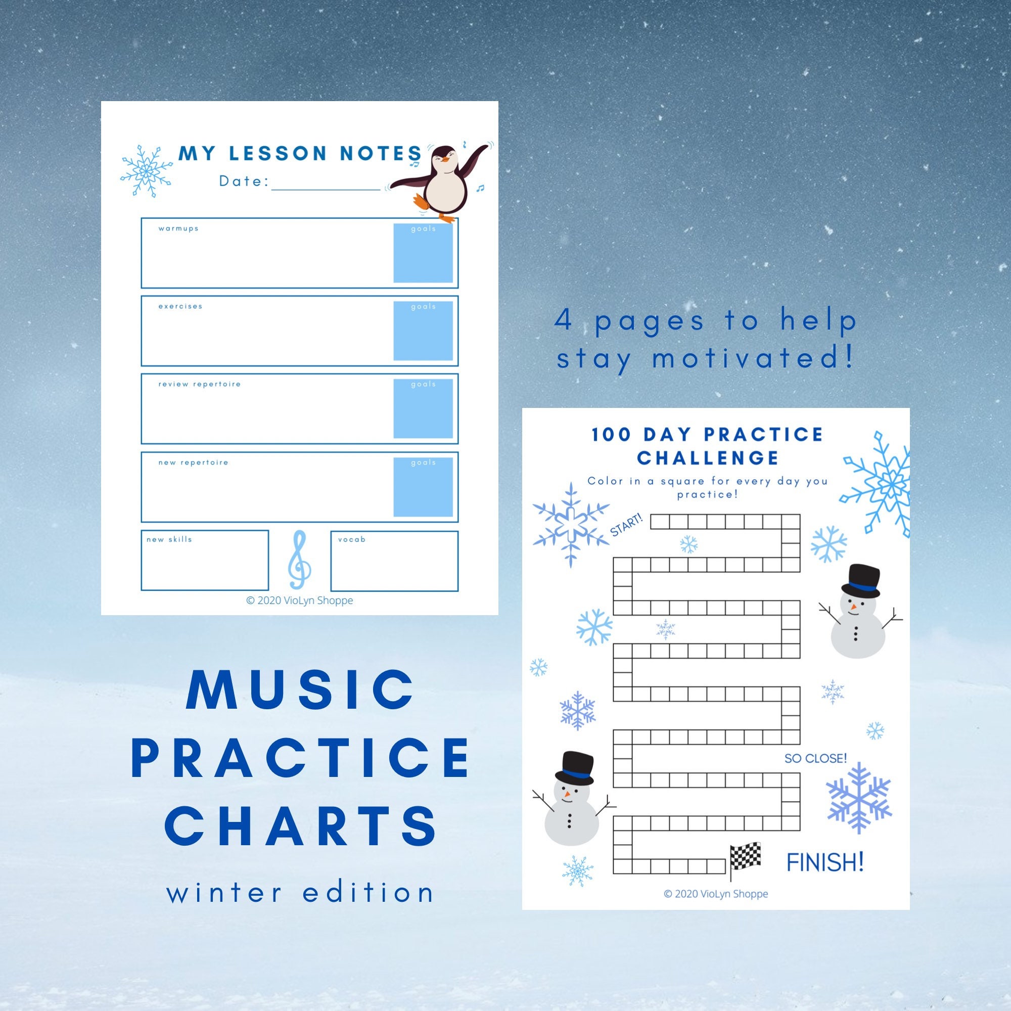 Music Practice Charts BUNDLE Spring Summer Fall & Winter - Etsy
