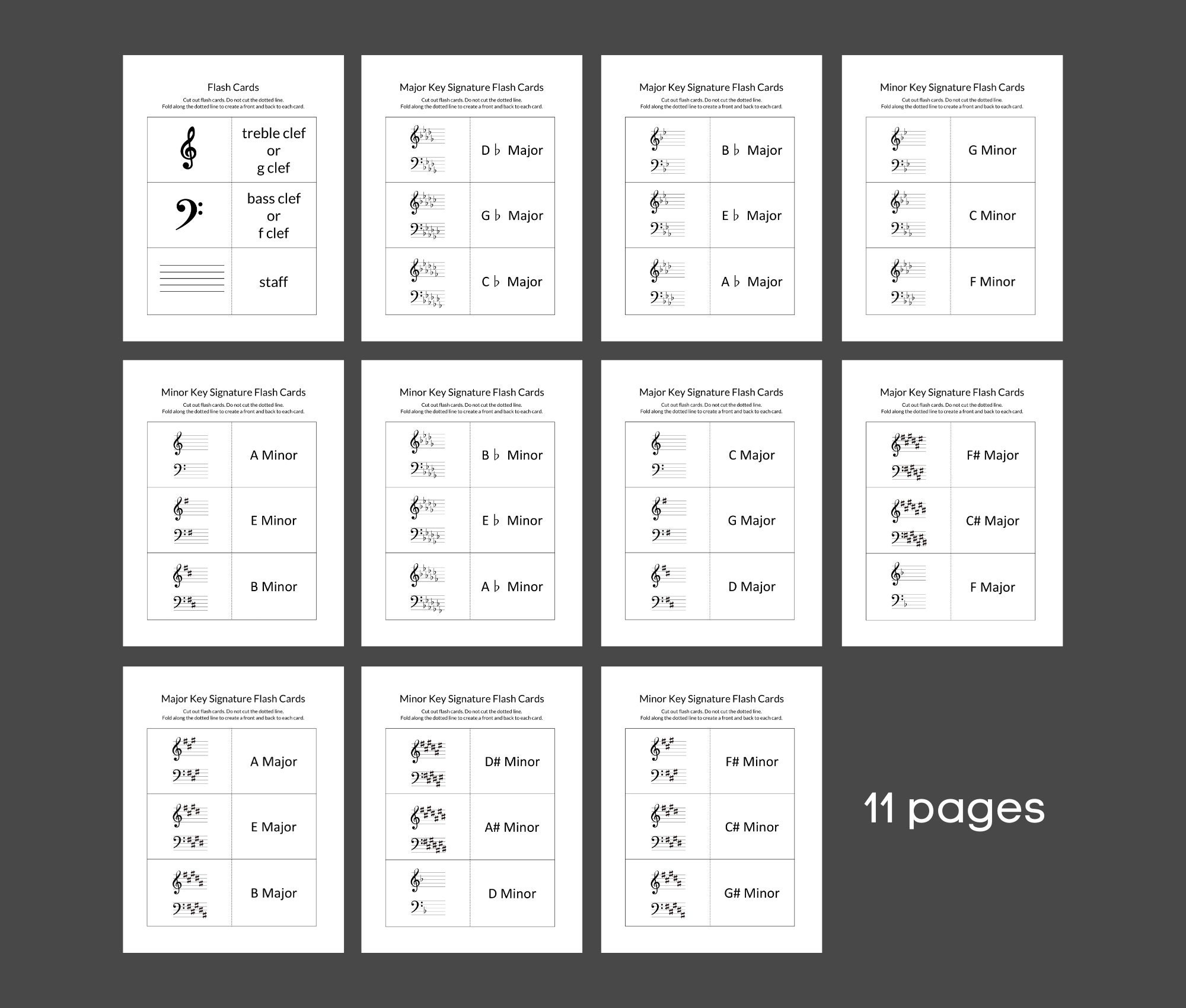 Key Signature Flash Cards | Printable Flash Cards to Learn Major ...