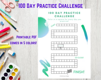 Printable Practice Log | 30 Day Practice Challenge Chart for Piano - Etsy