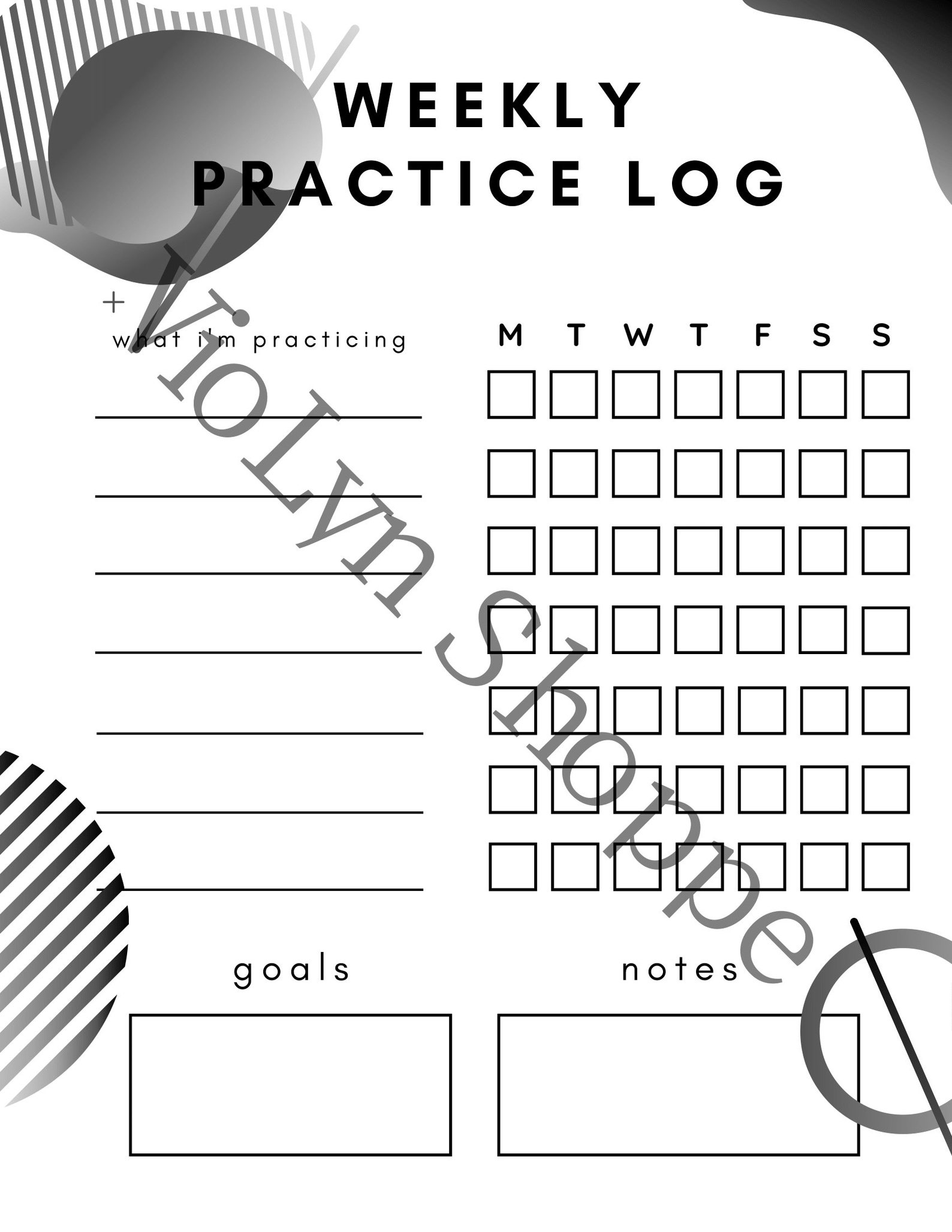 Weekly Practice Log | Printable Music Practice Sheet | Music Teacher ...