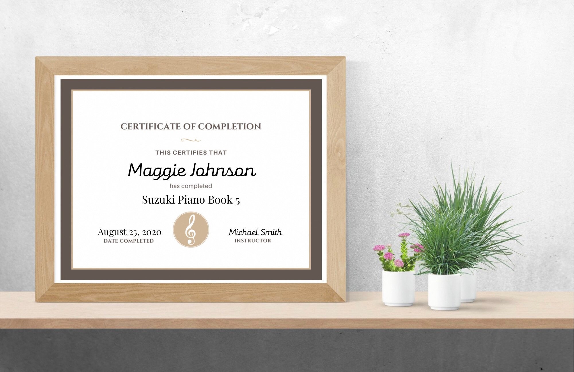 Music Certificate of Completion Fillable for Music Accomplishments ...