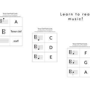 Tenor Clef Note Reading Flash Cards | Printable Flash Cards to Learn to ...