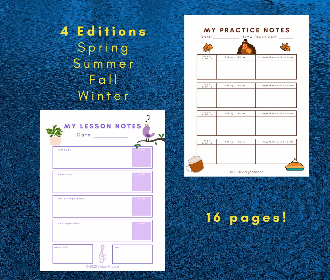 Music Practice Charts BUNDLE Spring Summer Fall & Winter - Etsy