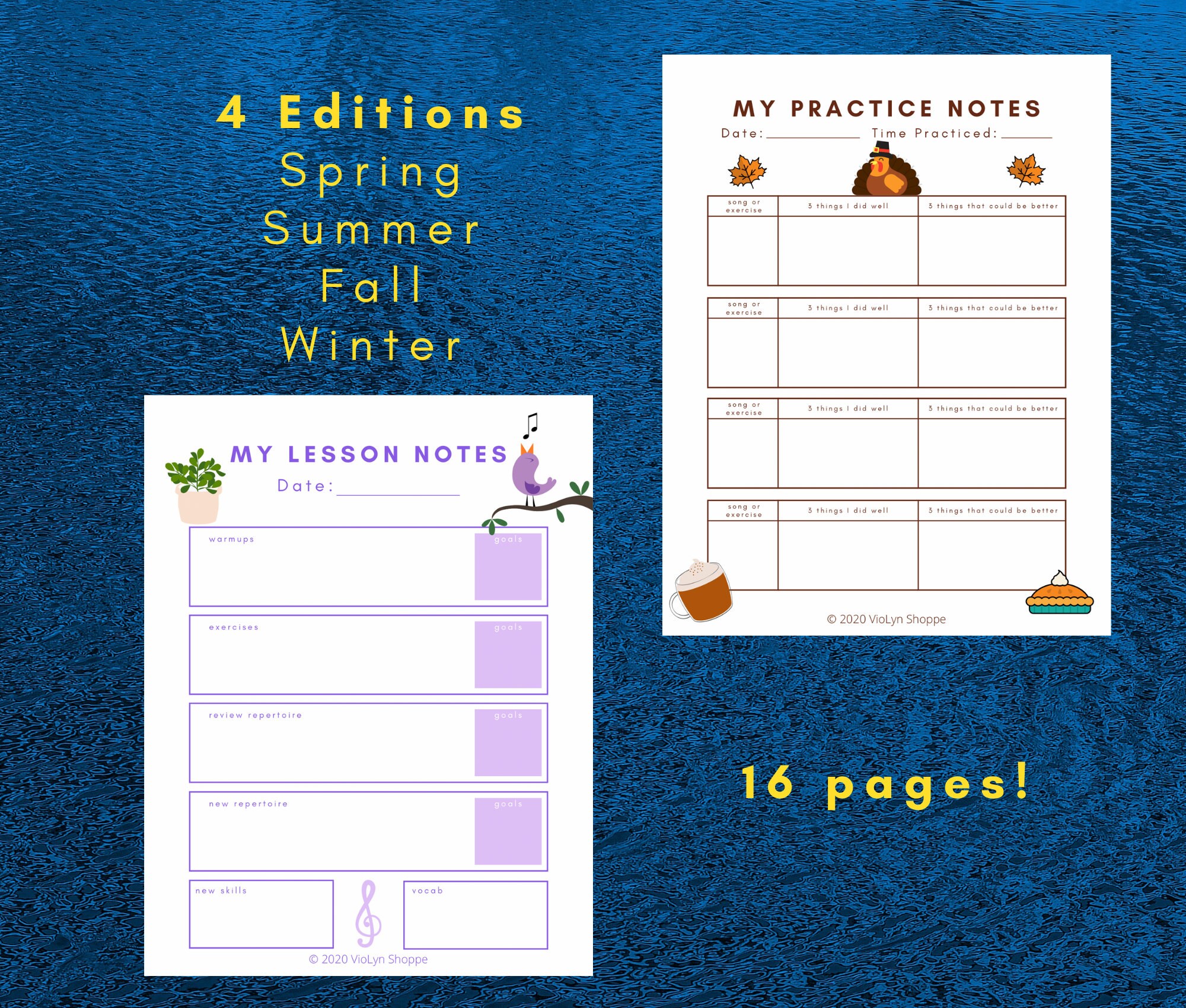 Music Practice Charts BUNDLE Spring Summer Fall & Winter - Etsy