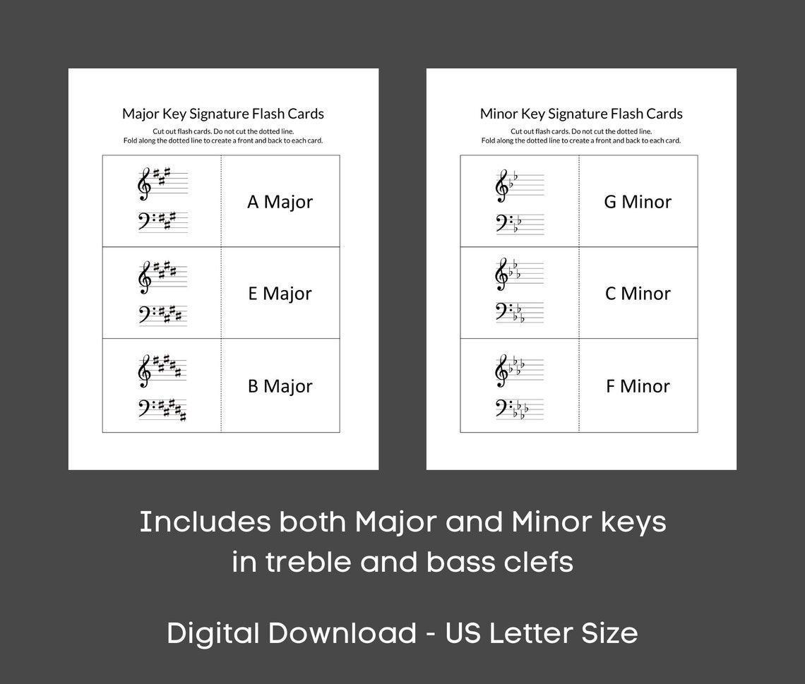 Key Signature Flash Cards | Printable Flash Cards to Learn Major ...