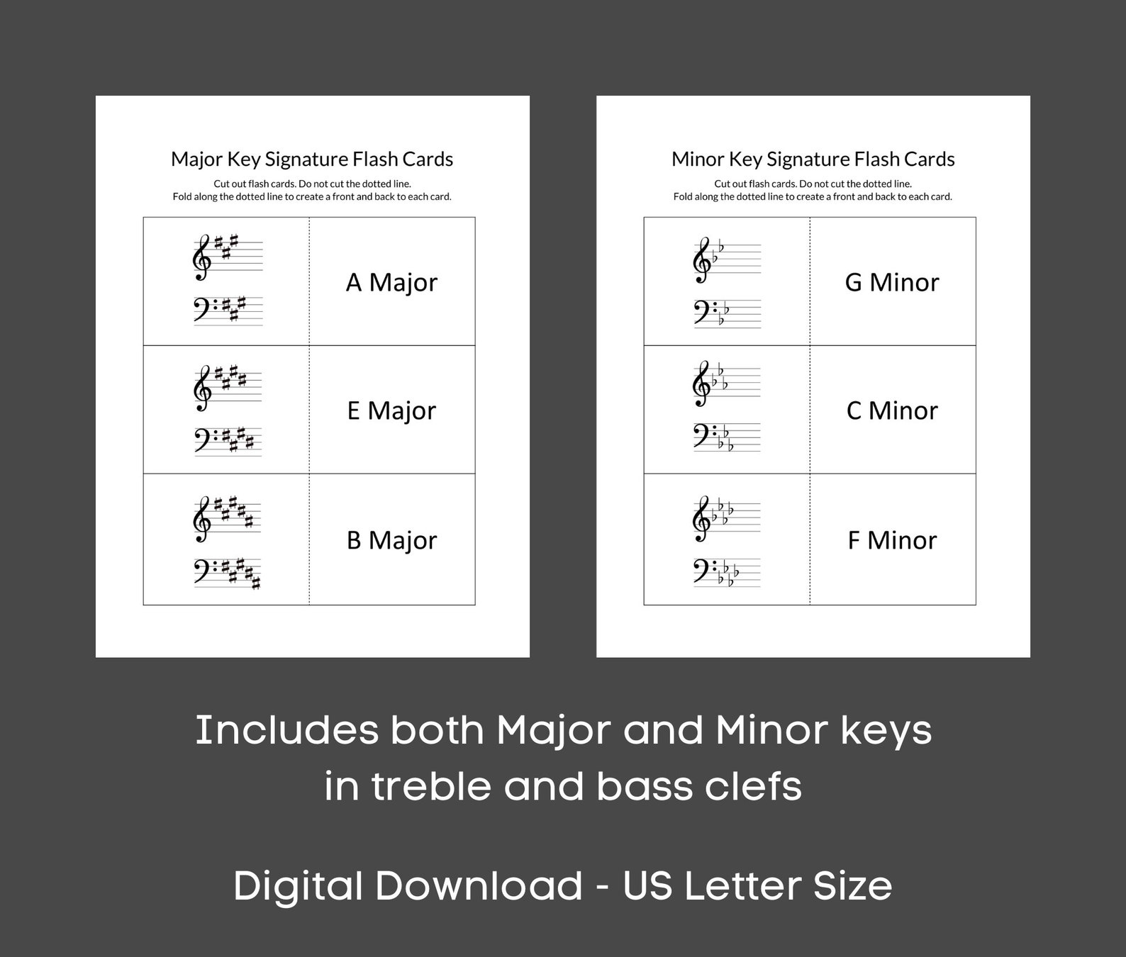 Key Signature Flash Cards | Printable Flash Cards to Learn Major ...