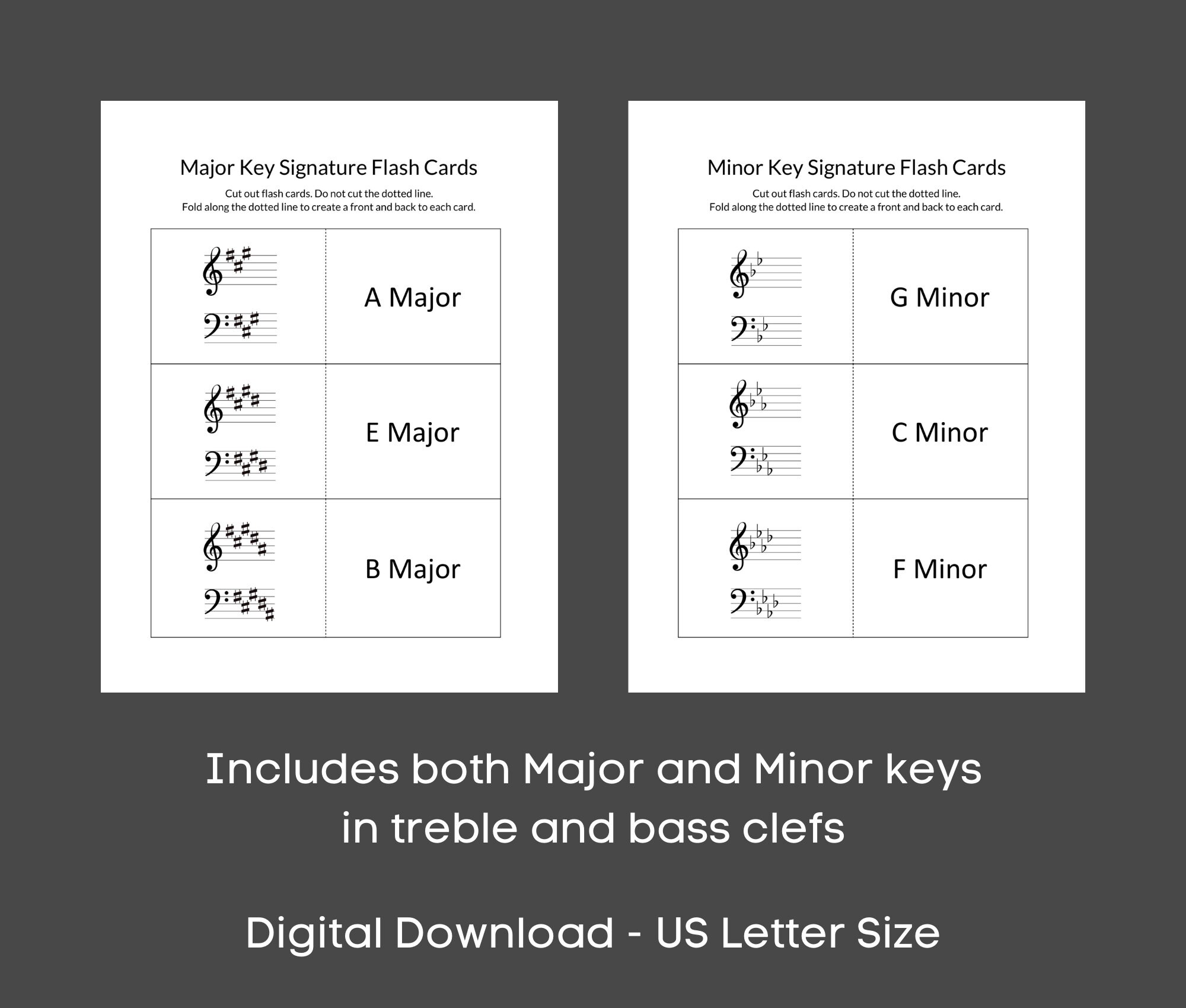 Key Signature Flash Cards | Printable Flash Cards to Learn Major ...