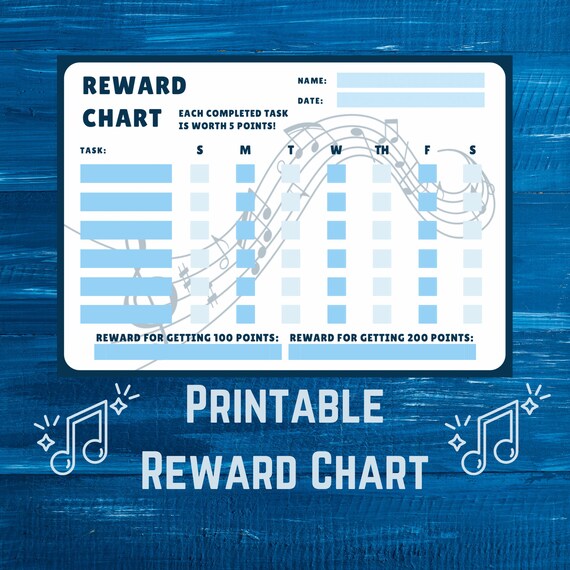 Reward Chart for Kids Music Practice Incentive Music | Etsy