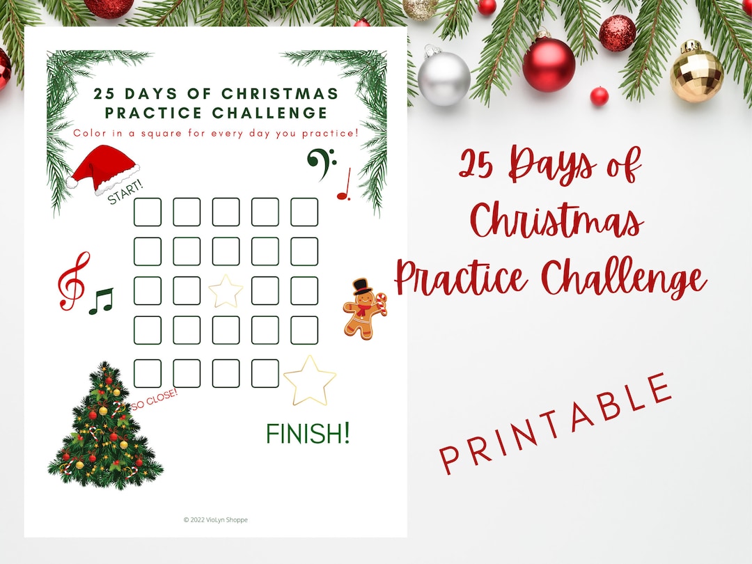 25 Days of Christmas Practice Challenge Printable Practice Log Music ...