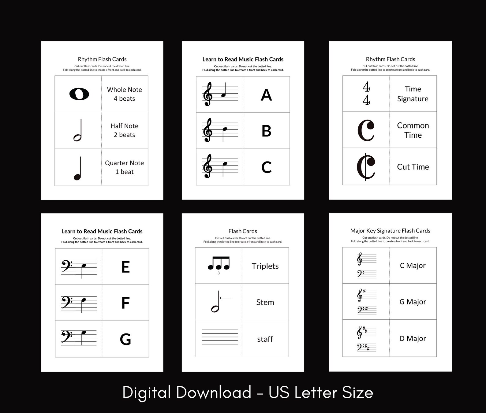 Music Flash Cards Bundle | Note Reading, Rhythm, Key Signature Flash ...