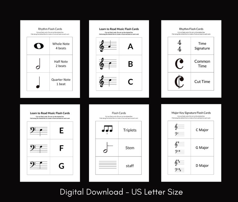Music Flash Cards Bundle | Note Reading, Rhythm, Key Signature Flash ...
