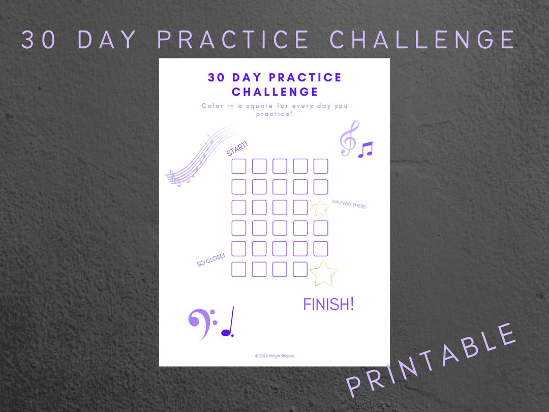 Printable Practice Log | 30 Day Practice Challenge Chart - Etsy