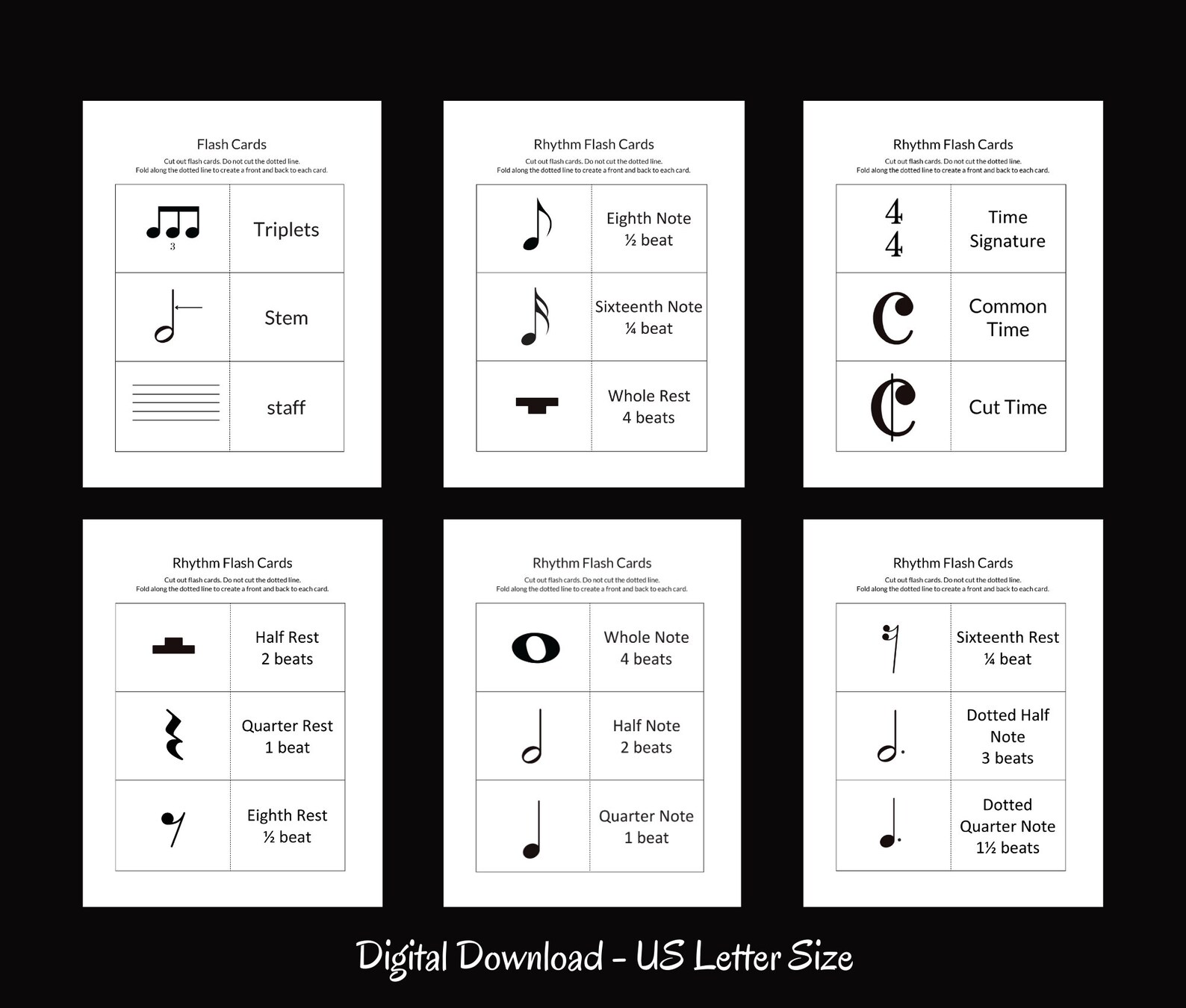 Music Rhythm Flash Cards | Printable Flash Cards to Learn Rhythms - Etsy