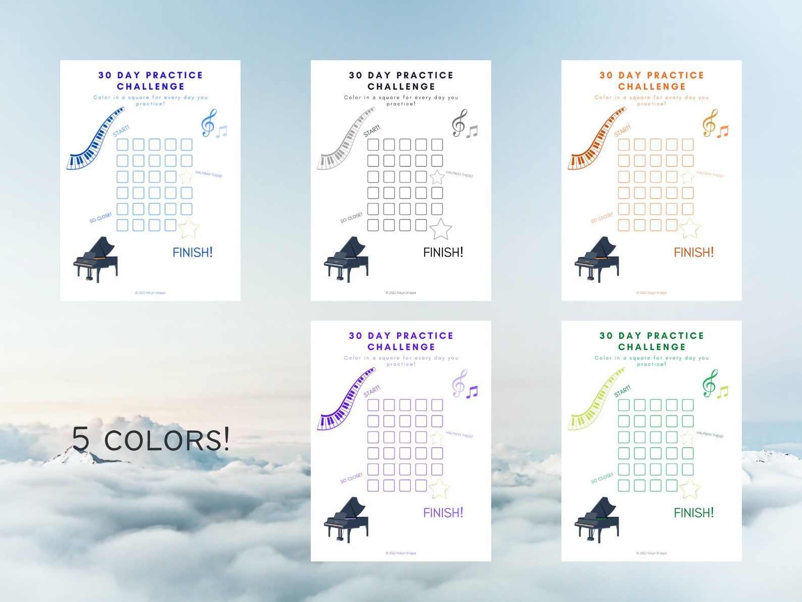 Printable Practice Log | 30 Day Practice Challenge Chart for Piano - Etsy