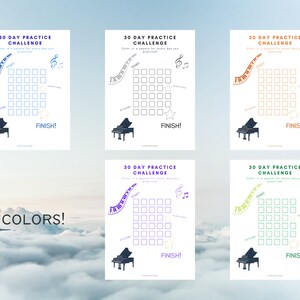 Printable Practice Log | 30 Day Practice Challenge Chart for Piano - Etsy