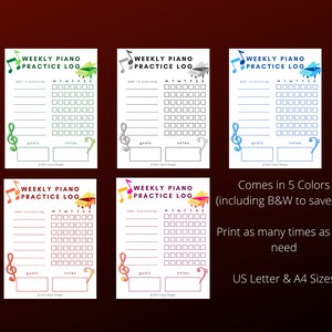 Piano Weekly Practice Chart | Printable Practice Charts for Music ...