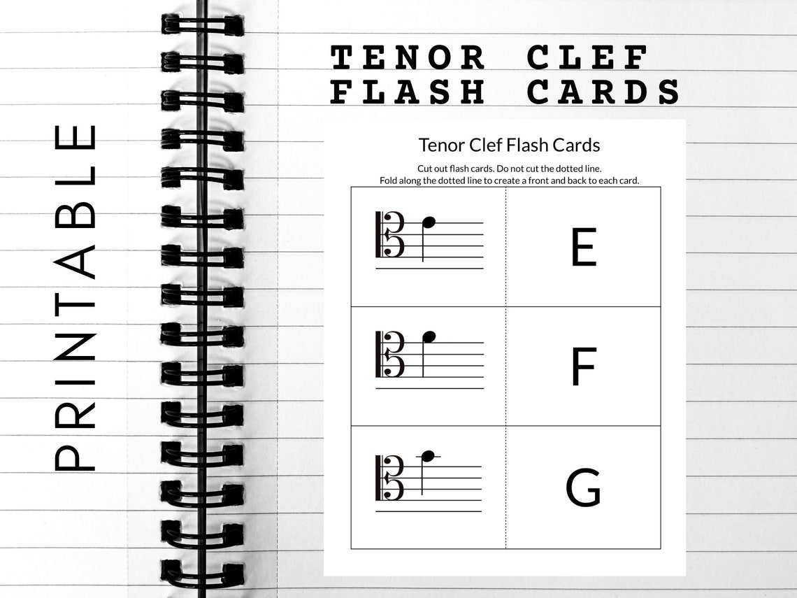 Tenor Clef Note Reading Flash Cards | Printable Flash Cards to Learn to ...