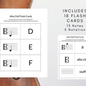 Alto Clef Note Reading Flash Cards | Printable Flash Cards to Learn to ...