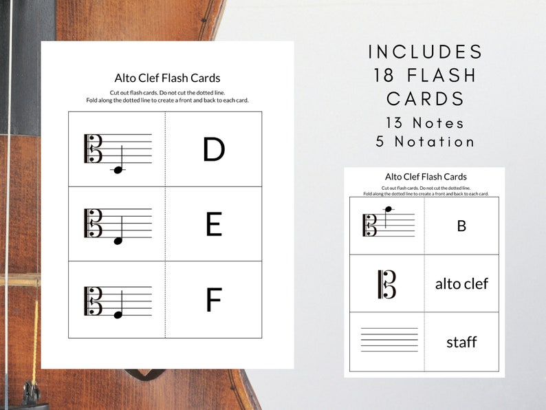 Alto Clef Note Reading Flash Cards | Printable Flash Cards to Learn to ...