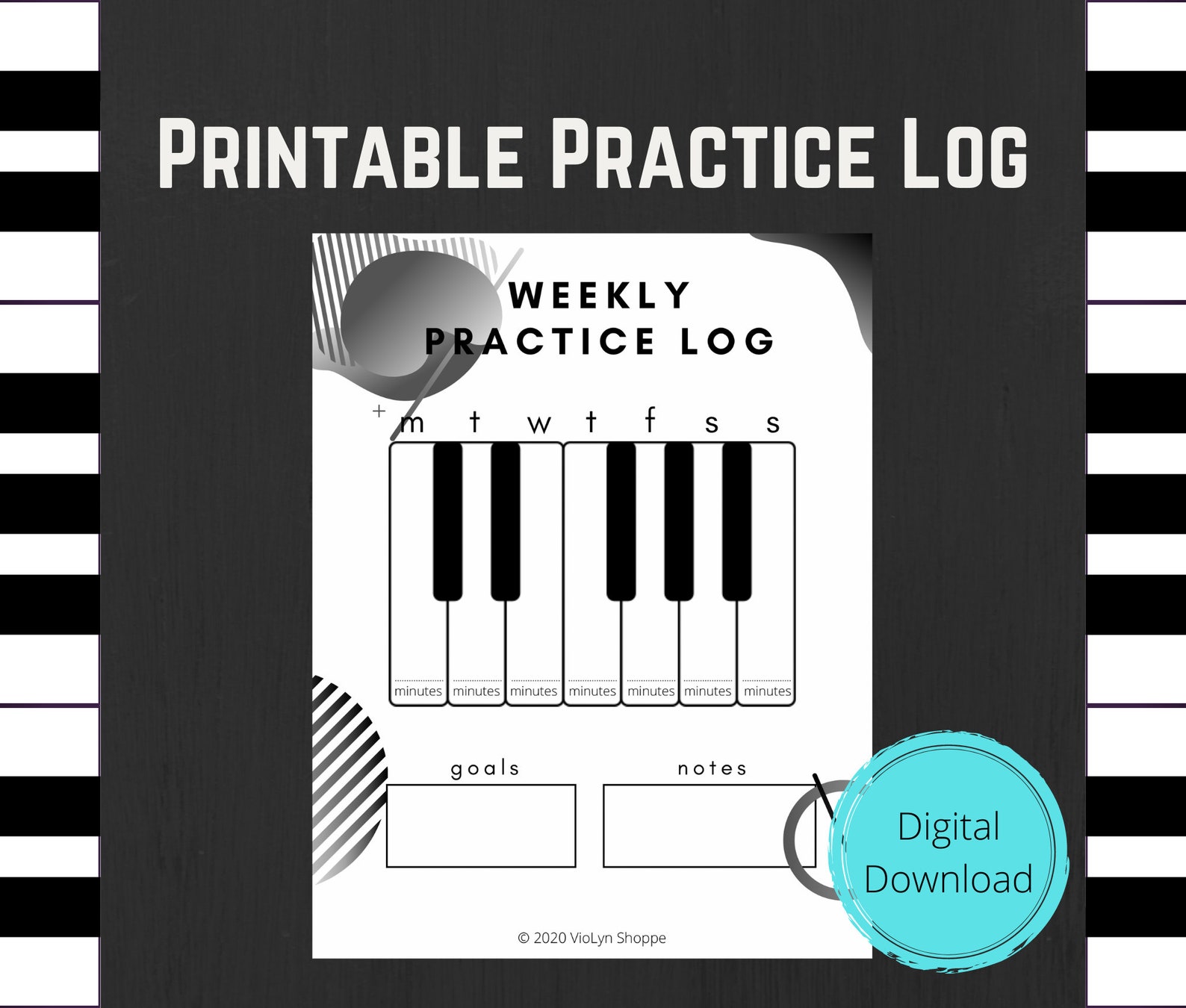 Weekly Piano Practice Log | Printable Practice Charts for Piano - Etsy