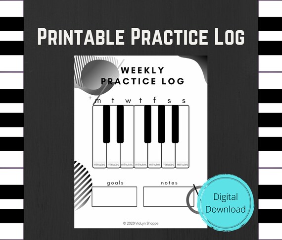 Weekly Piano Practice Log Printable Practice Charts for | Etsy