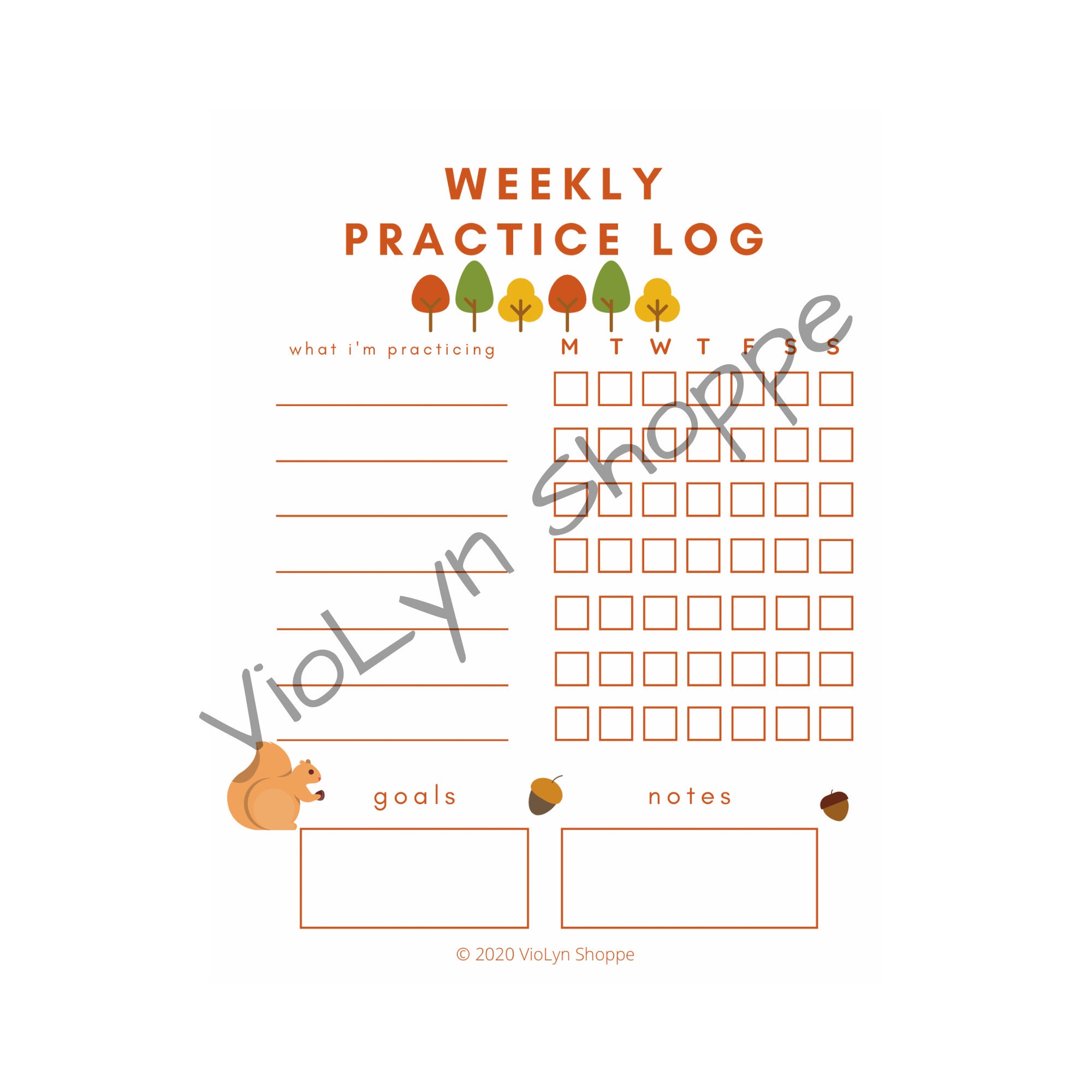 Music Practice Charts | Fall Edition | Printables for Kids - Etsy