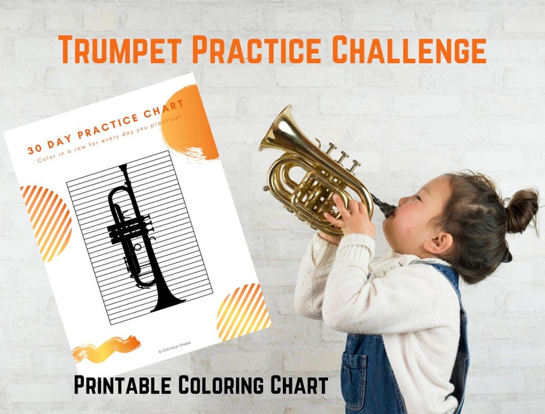 Printable Coloring Chart | 30 Day Practice Chart | Trumpet | Music ...