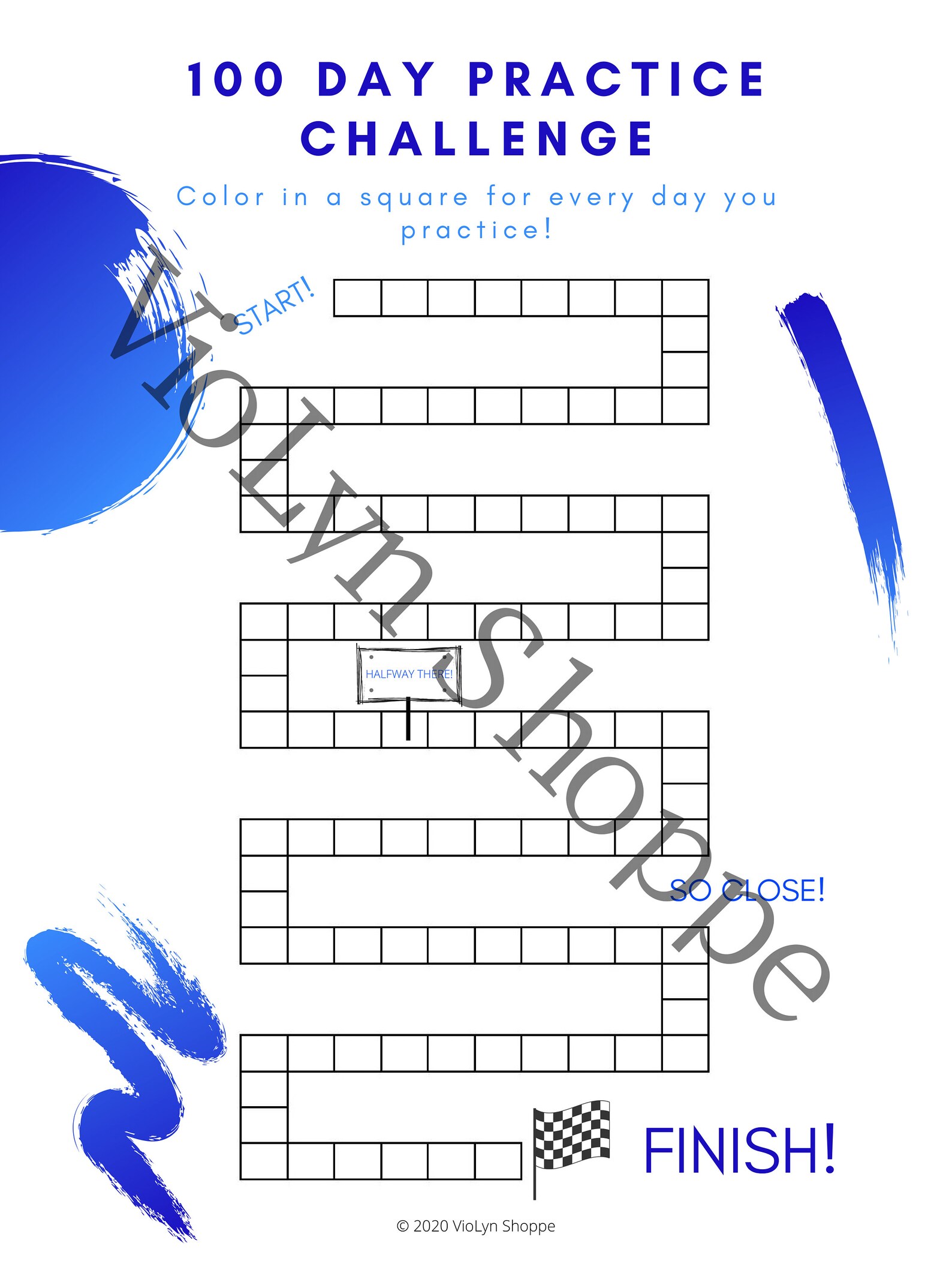 Printable Practice Log | 100 Day Practice Challenge Chart - Etsy