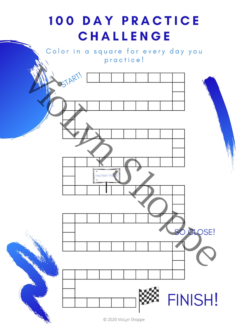 Printable Practice Log | 100 Day Practice Challenge Chart - Etsy