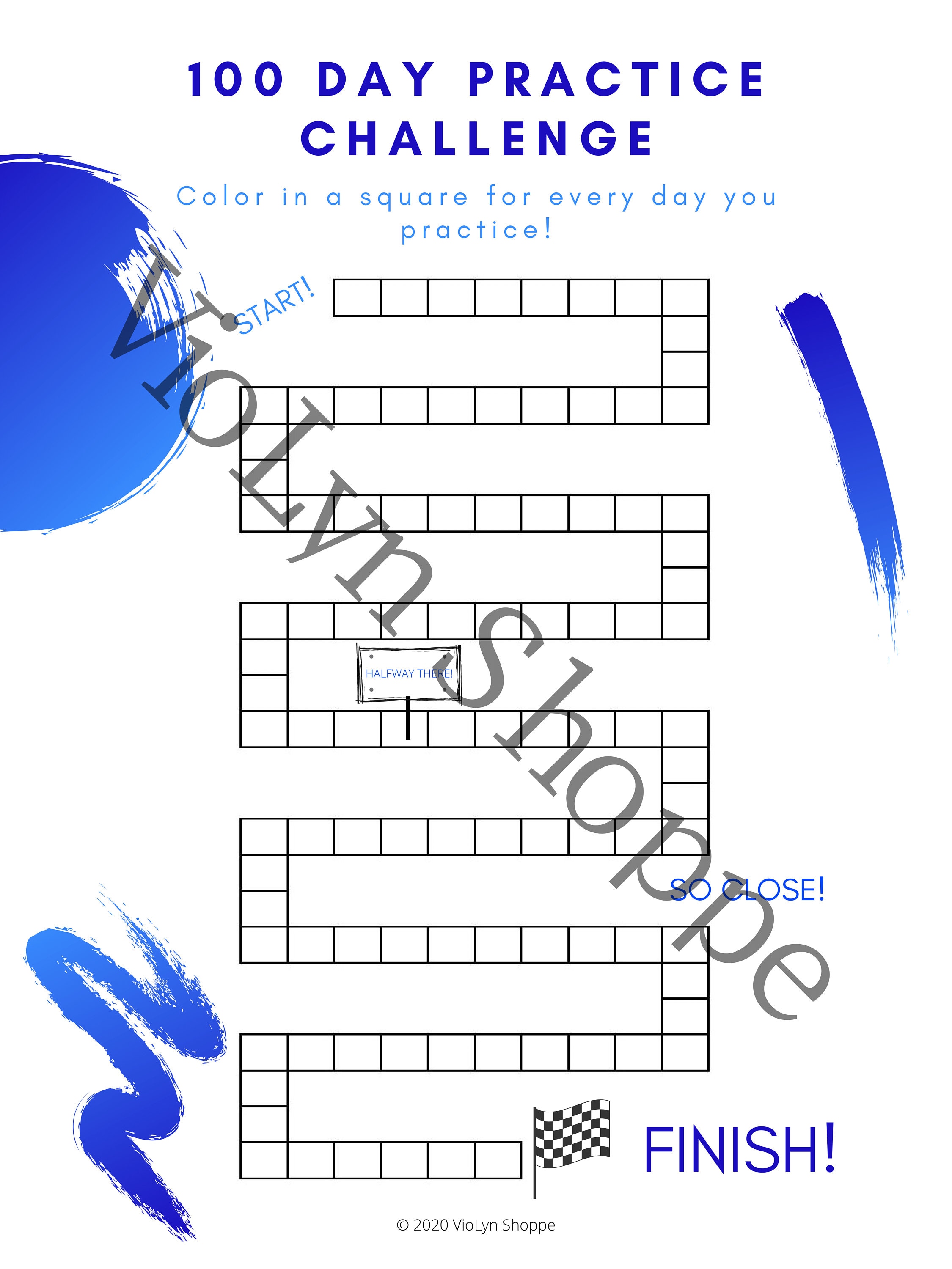 Printable Practice Log | 100 Day Practice Challenge Chart - Etsy