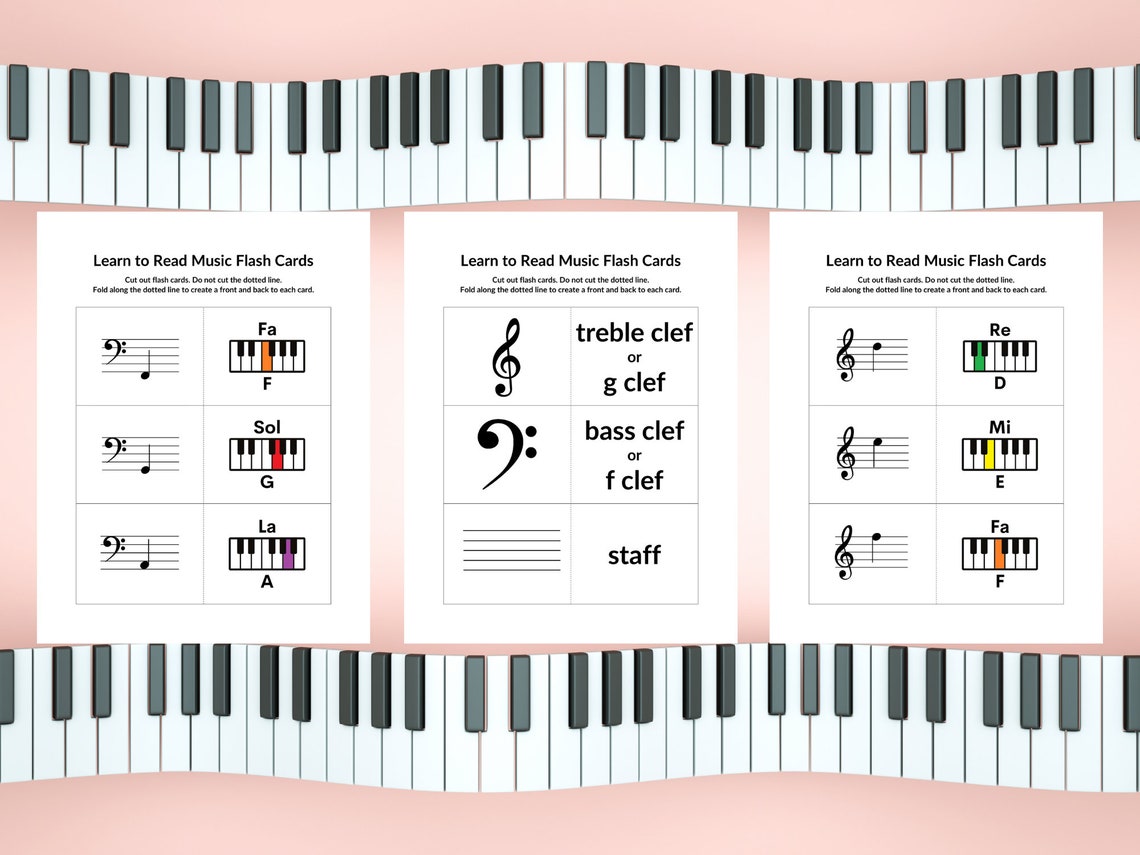 Note Reading Flash Cards for Piano | Printable Flash Cards to Learn to ...