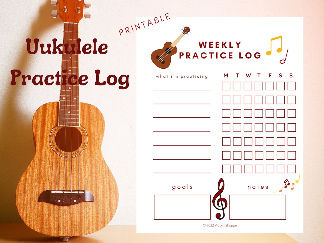 Ukulele Weekly Practice Log | Printable Music Practice Chart | Music ...