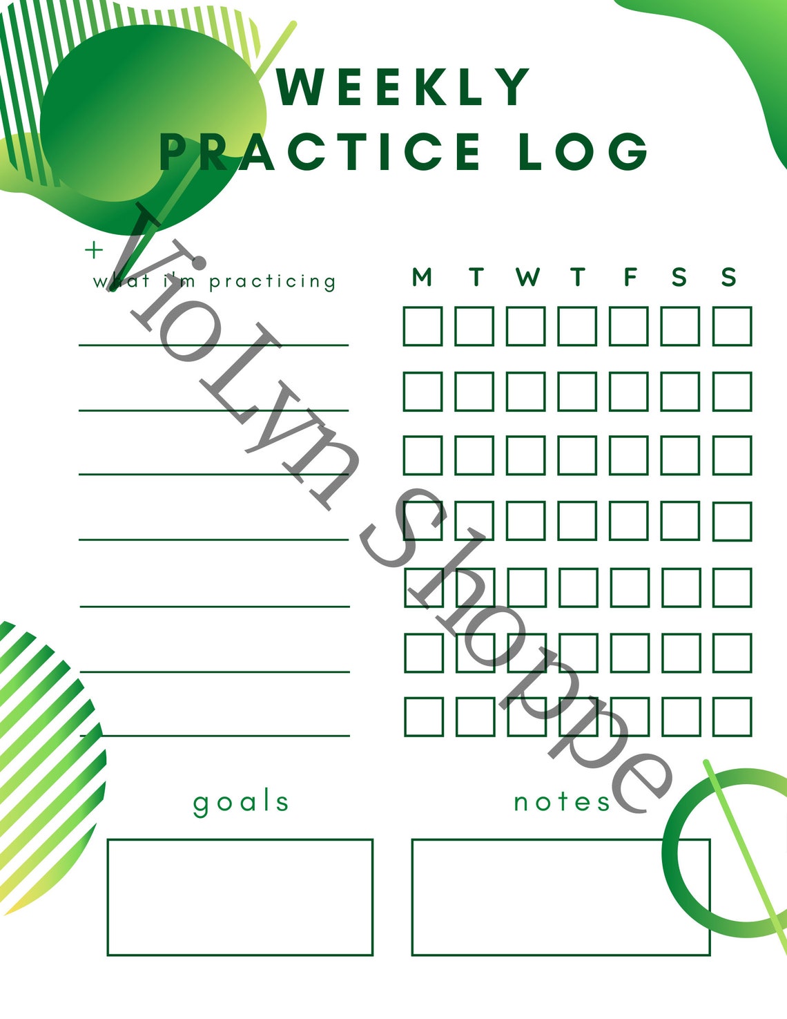 Weekly Practice Log | Printable Music Practice Sheet | Music Teacher ...