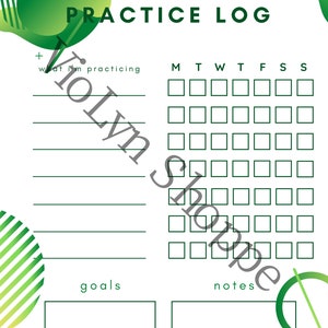 Weekly Practice Log | Printable Music Practice Sheet | Music Teacher ...