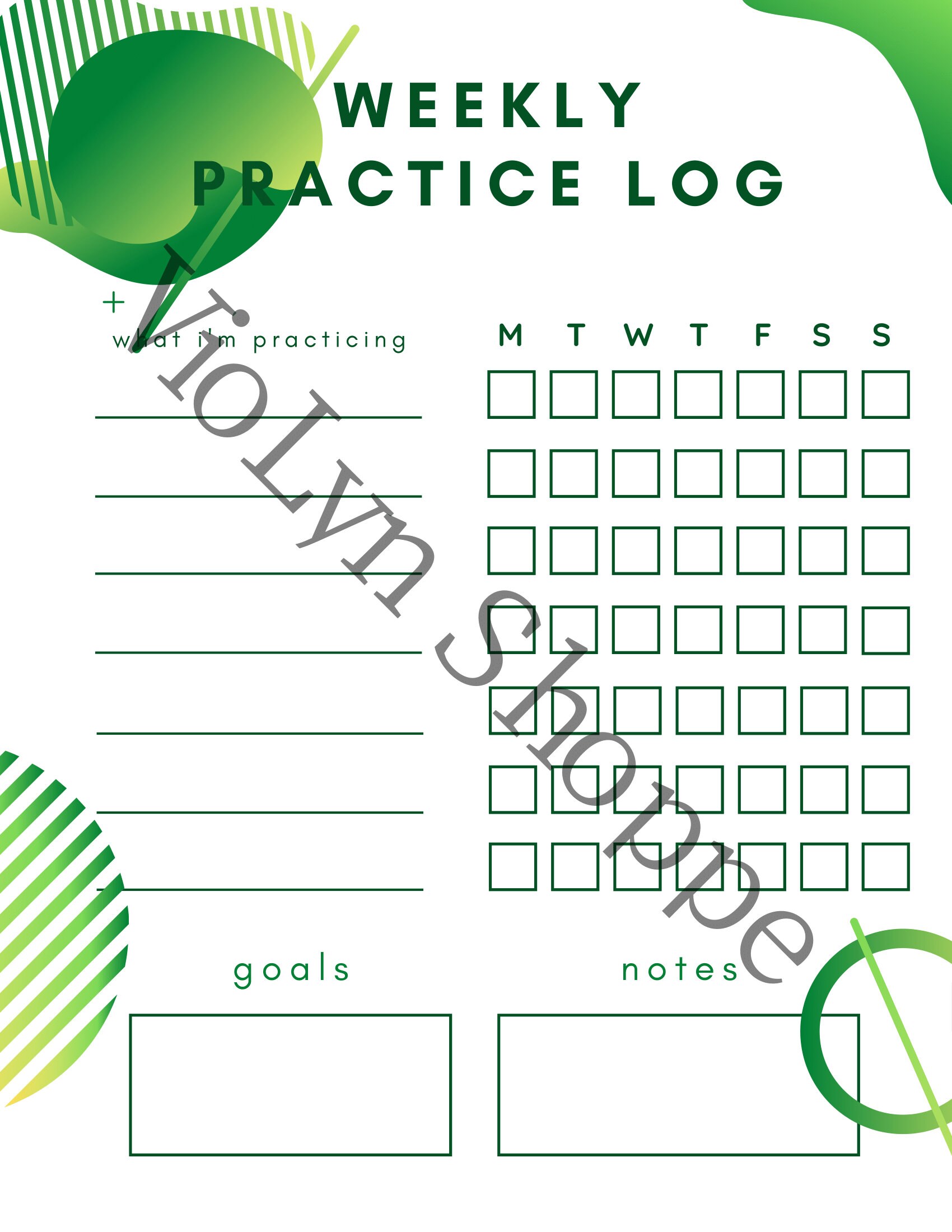 Weekly Practice Log | Printable Music Practice Sheet | Music Teacher ...