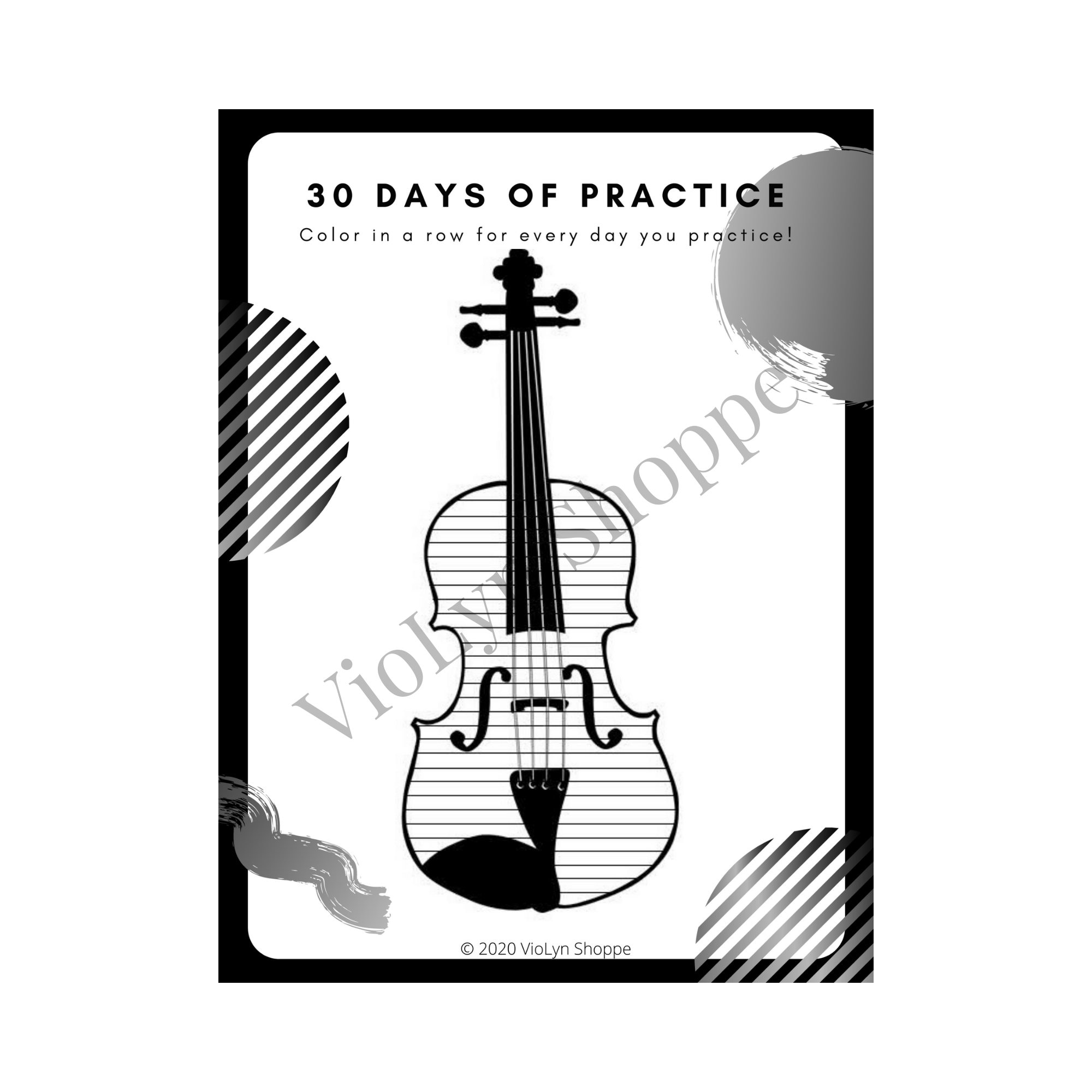 30 Day Practice Chart for Violin Printable Coloring Chart 30 Day Habit ...