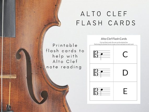 Alto Clef Note Reading Flash Cards Printable Flash Cards to | Etsy