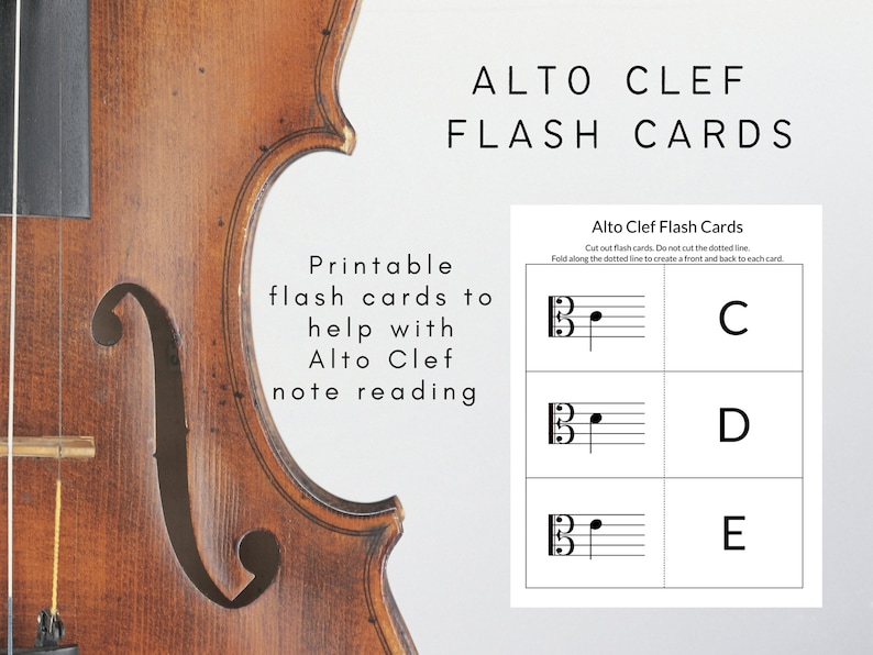 Alto Clef Note Reading Flash Cards Printable Flash Cards to Learn to ...
