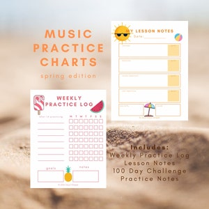 Music Practice Charts BUNDLE | Spring, Summer, Fall, & Winter Themed ...