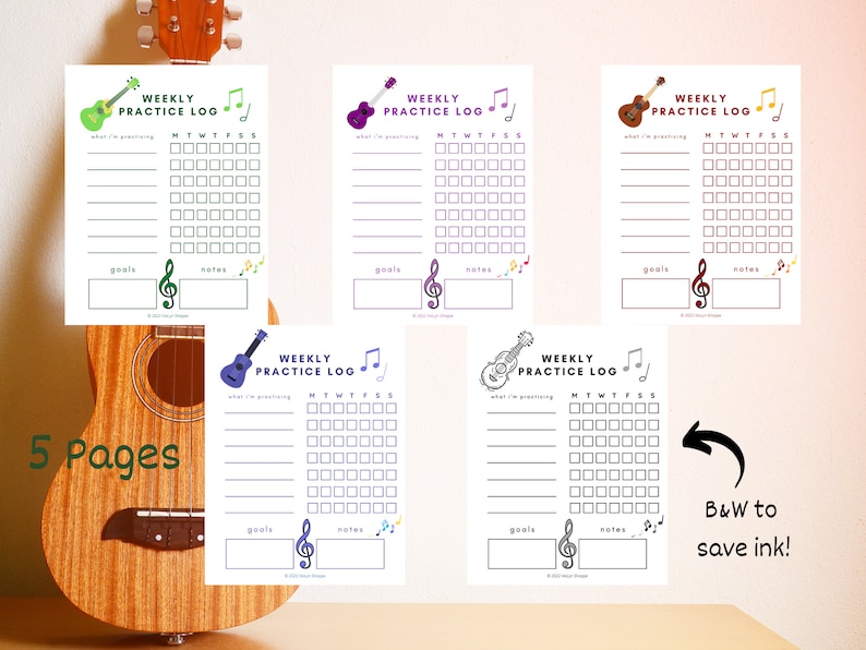 Ukulele Weekly Practice Log | Printable Music Practice Chart | Music ...