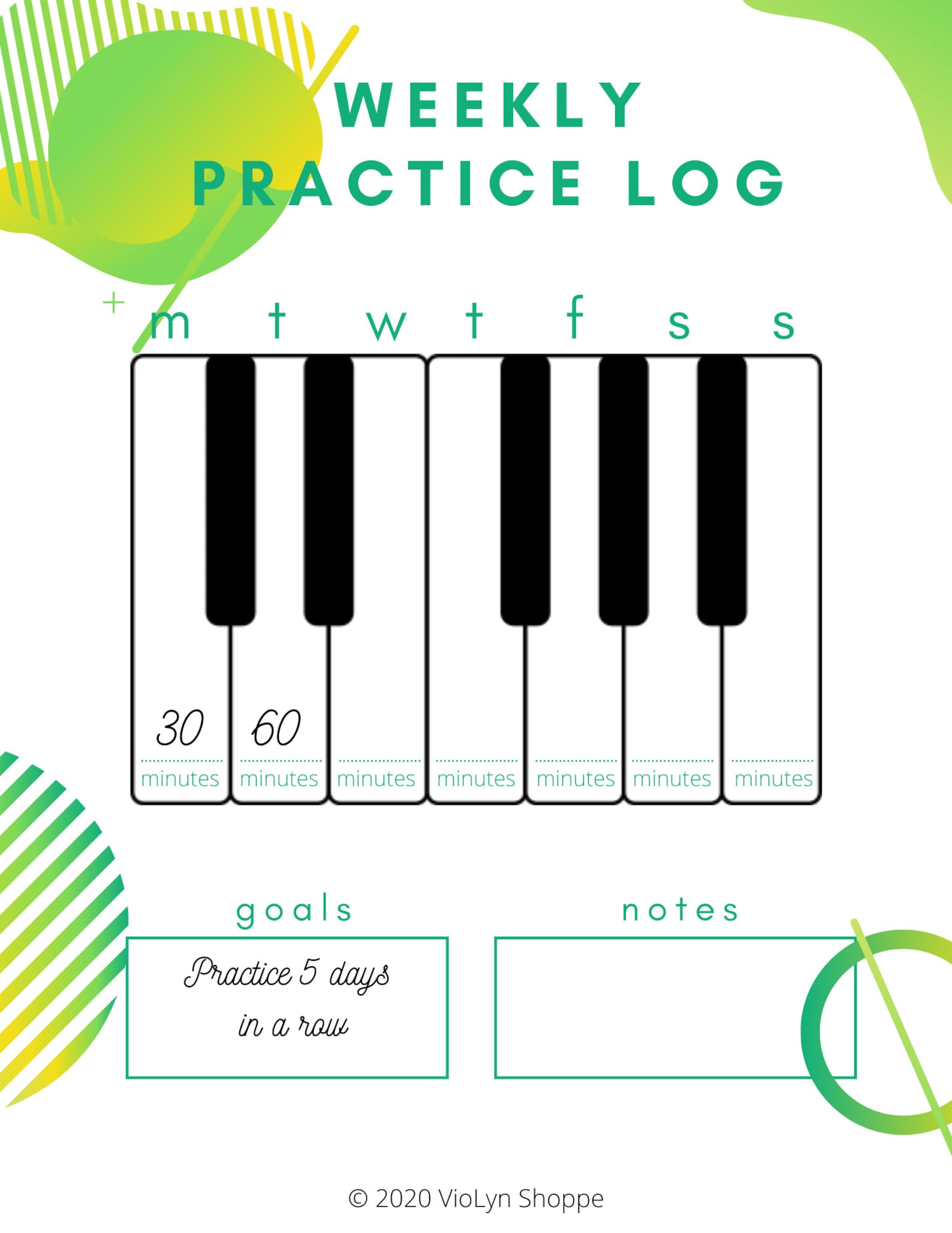 Music Practice Log Printable Music Practice Log Printable
